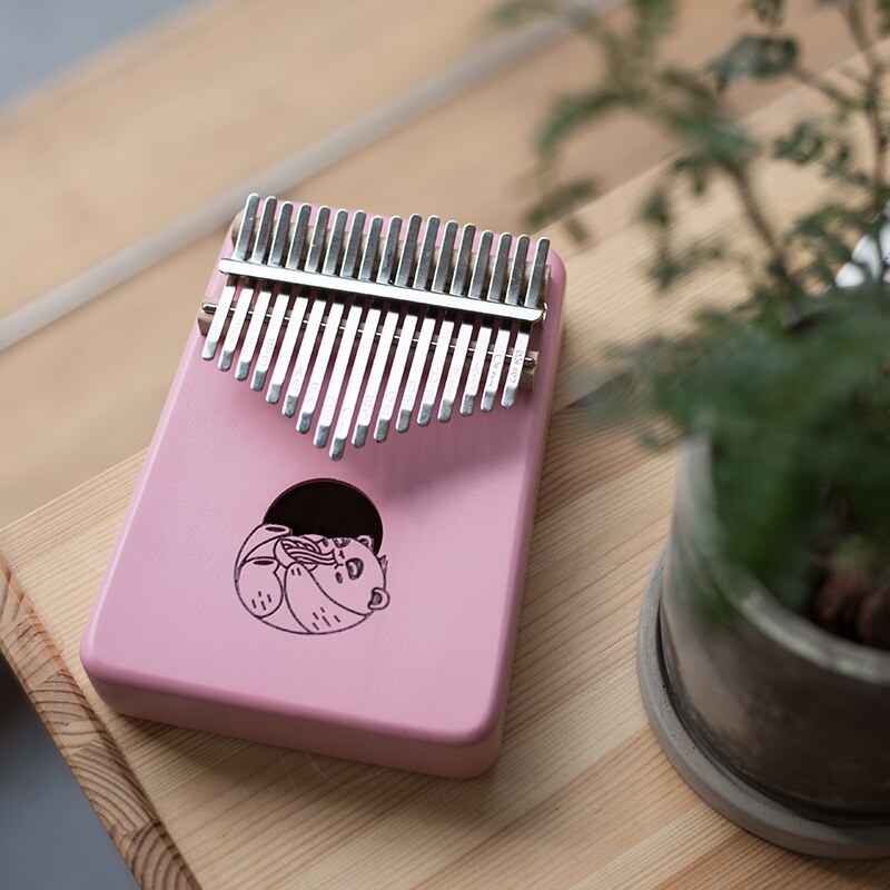 Kalimba 17 Key Thumb Piano Leuke Cartoon Roze Meis... – Grandado