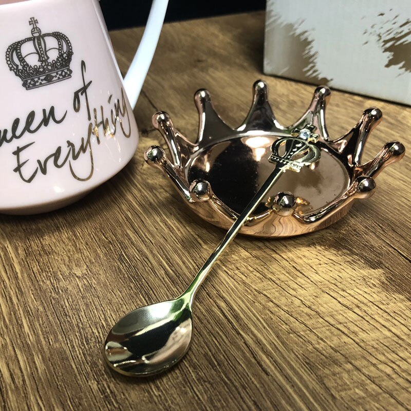 Nordic Wind Pink Crown Cup Ins Mug Spoon Coffee Mu... – Grandado