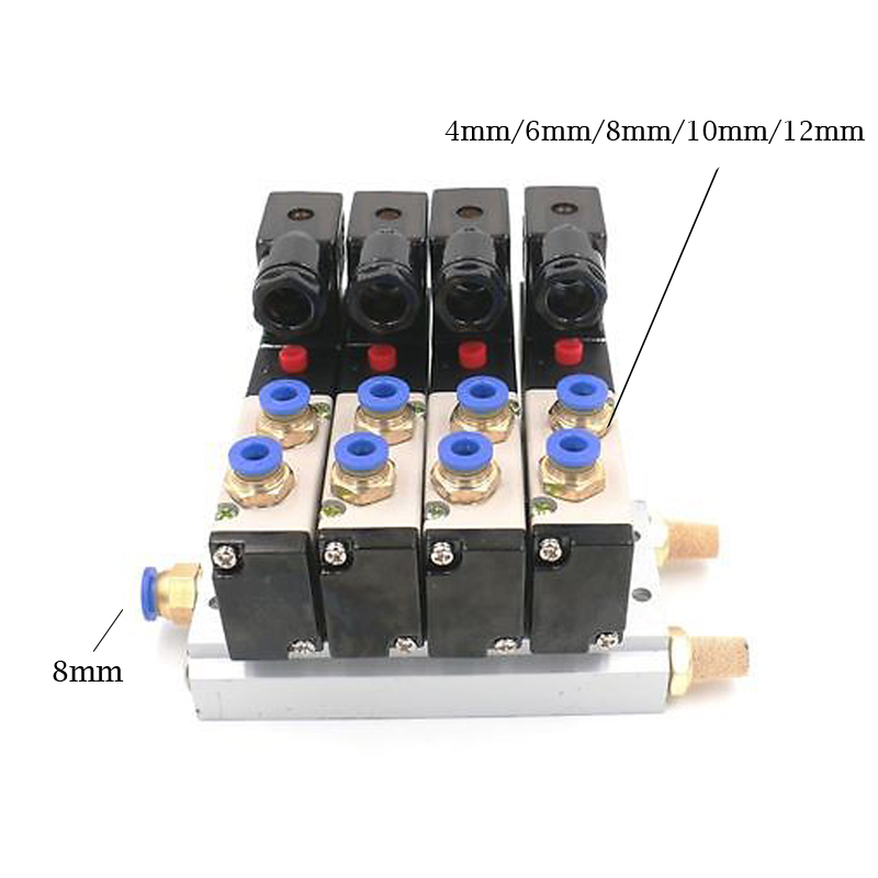 DC 12V 24V Quadruple Pneumatic Solenoid Valve 4V21... – Grandado