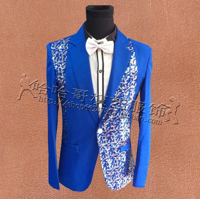 Blue Clothes Men Sequins Suits Designs Masculino H... – Grandado