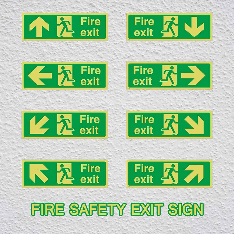 8pcs/set Fire Exit Sign Emergency Luminous Sticker... – Grandado