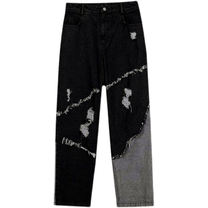 American High Street Irregular Patchwork Ripped Je... – Vicedeal