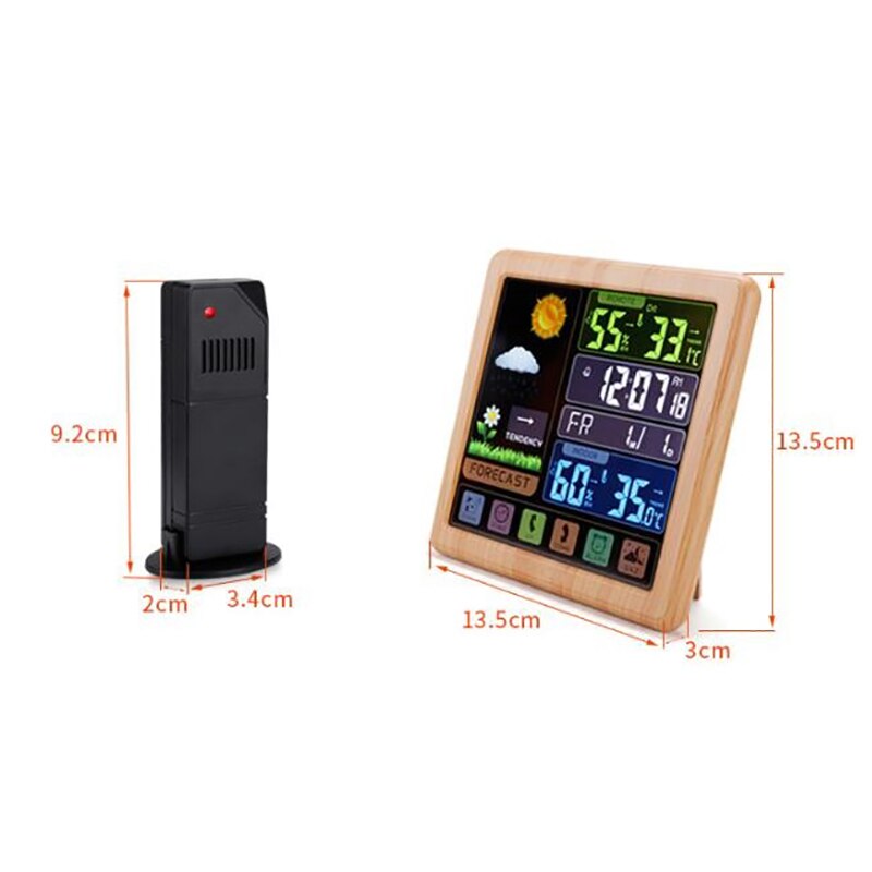 Wood Wireless Weather Station, Indoor Outdoor Ther... – Grandado