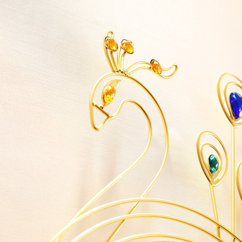 53X53Cm Grote 3D Gold Diamond Pauw Wandklok Metale... – Grandado