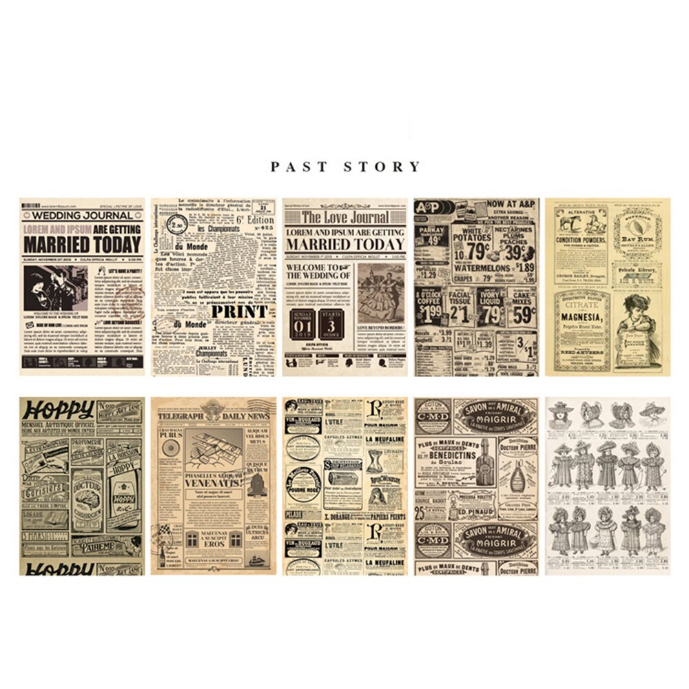 10 Sheets Retroism Series Kraft Paper Material DIY... – Vicedeal