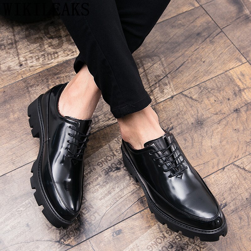 Business Shoes Men Oxford Leather Black Formal Sho... – Vicedeal