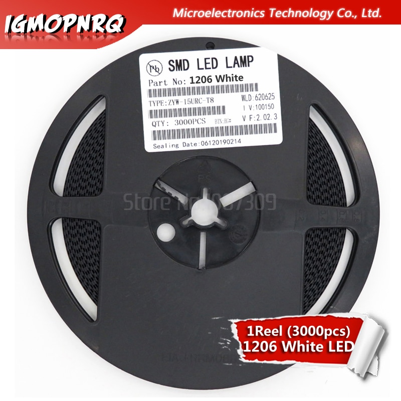 1reel 3000 stuks wit 1206 SMD LED diodes light – Grandado