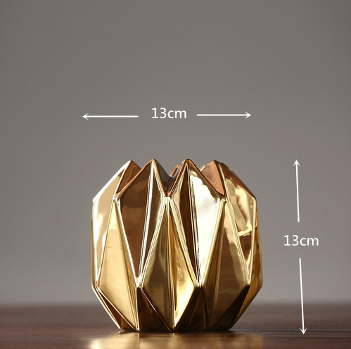 Ceramic vase Gold geometric modern Fold Flower vas... – Vicedeal