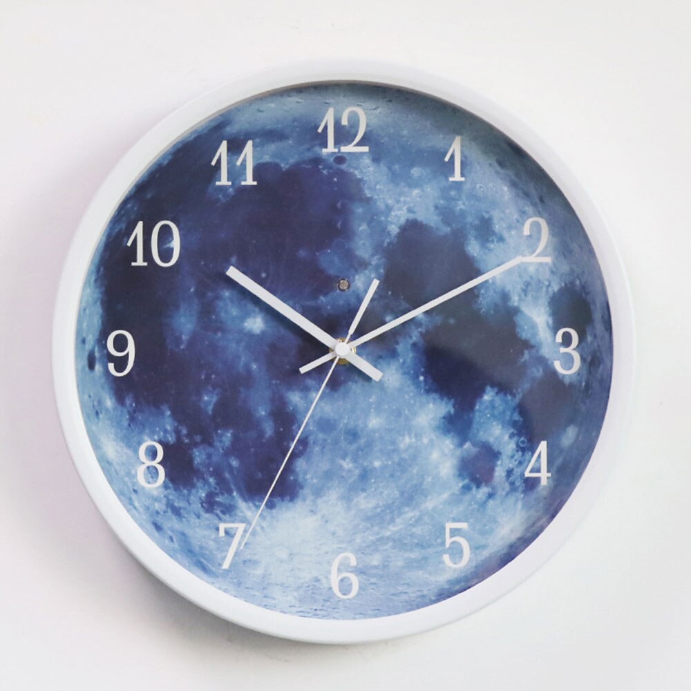 30cm art wall clock blue moon voice-activated lumi... – Grandado