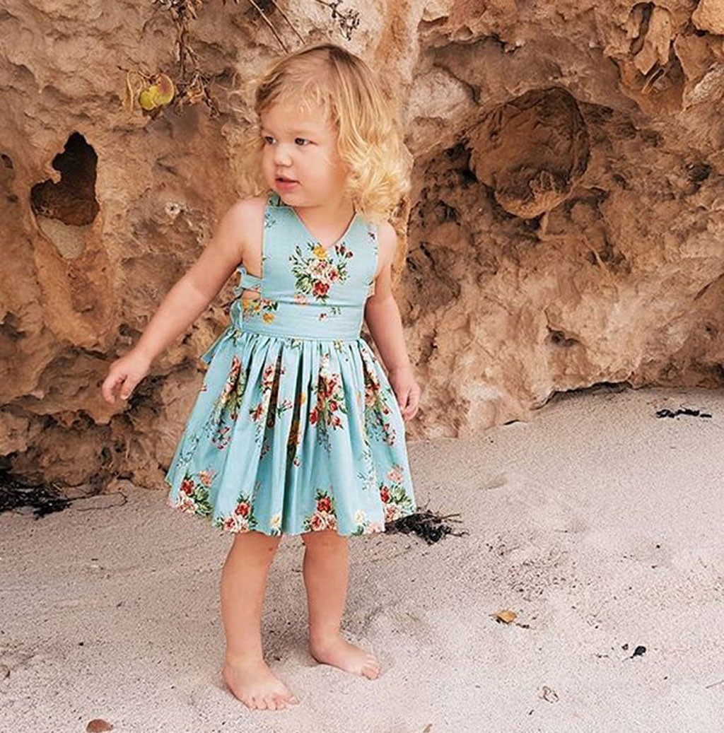 kids dress Baby Backless Lacing Floral Print Rompe... – Vicedeal