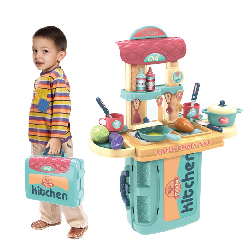 Kids Simulation Kitchen Set Pretend Play Chef Cook... – Grandado