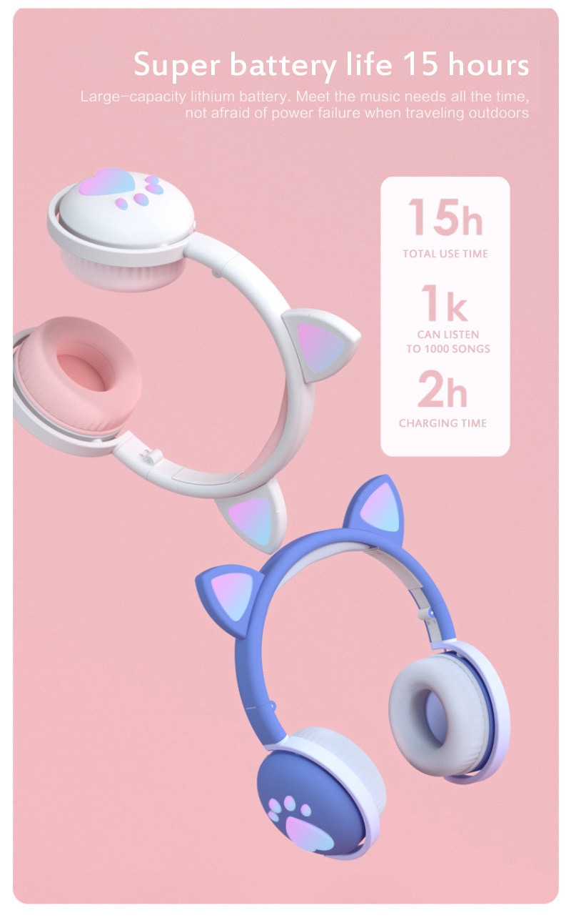 Cute Cat Bluetooth 5.0 Headset Wireless Hifi Music... – Grandado