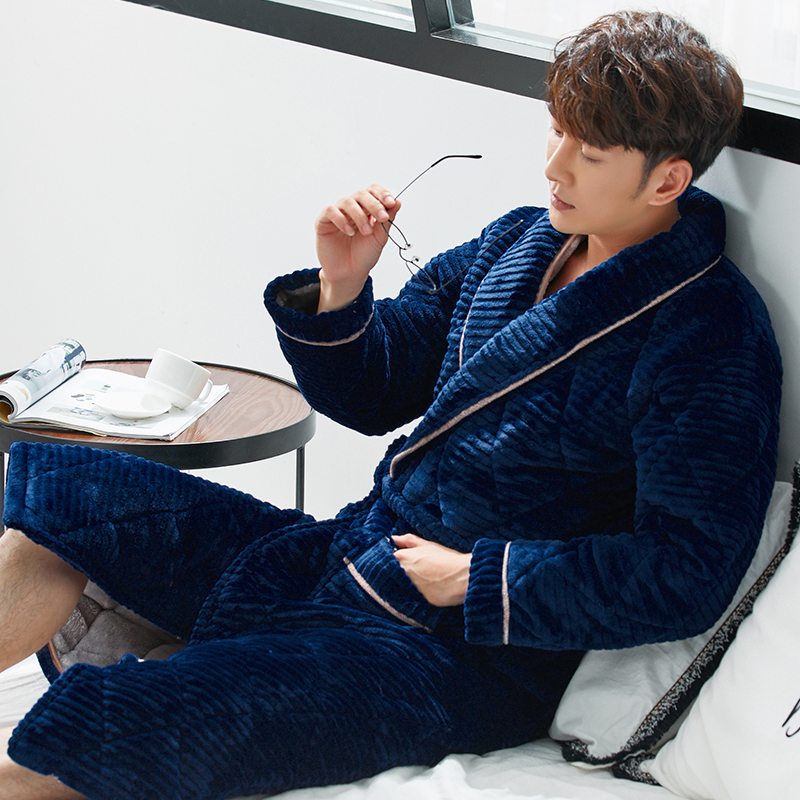Winter 3 Layers Thick Bath Robe Men Bathroom Robe ... – Vicedeal