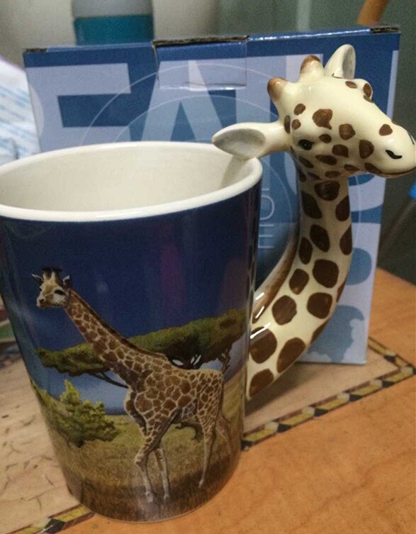 Lovely Giraffe Mug Hand-painted Ceramic Coffee Cup – Grandado