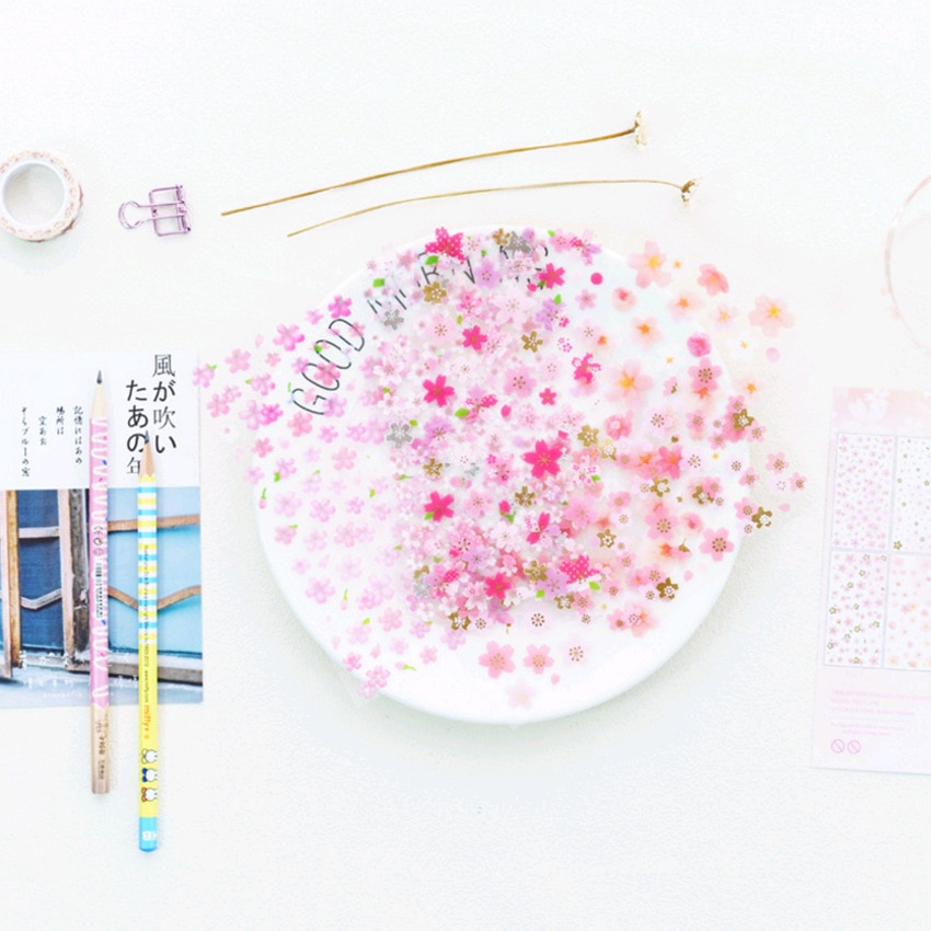 6 pcs/pack Romantic Sakura PVC Stickers Diary Stic... – Vicedeal