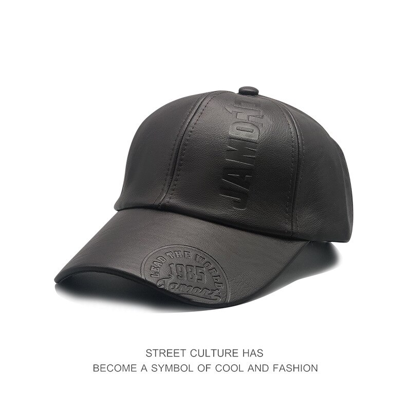 PU leather autumn winter baseball cap with letters... – Grandado