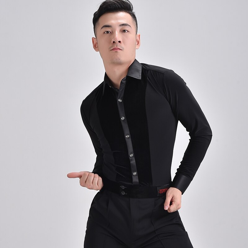 Men'S Latin Dance Tops Black Short/Long-Sleeved Ba... – Grandado