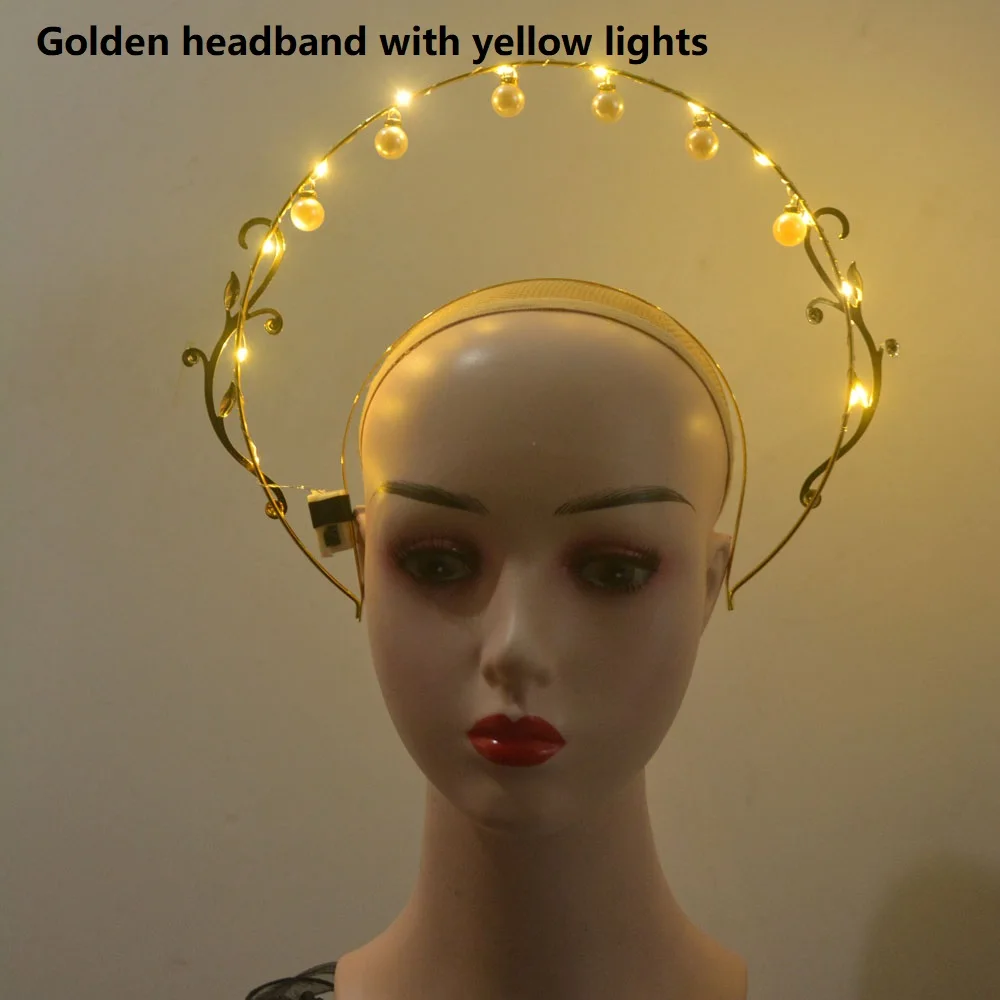 Flash Light Up Pearl Metal Queen Goddess Angel Hal... – Grandado