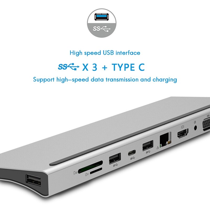 Estación de acoplamiento USB tipo C HUB, USB 3,0 +... – Grandado