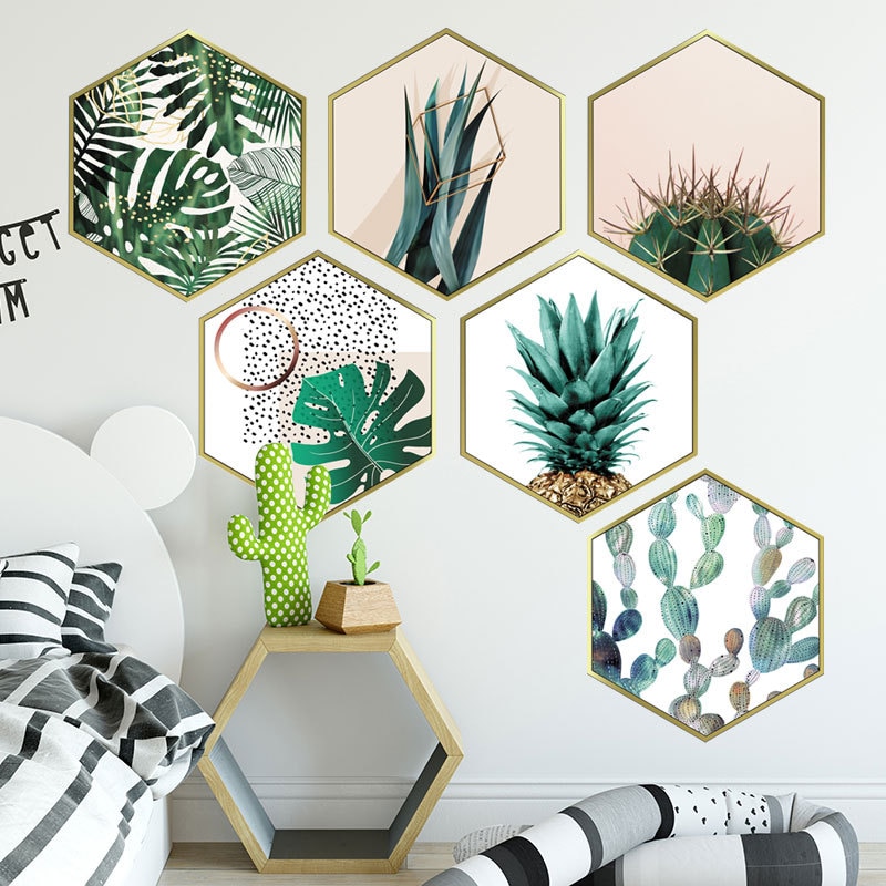Green Plants Hexagon Photo Frame Wall sticker for ... – Vicedeal