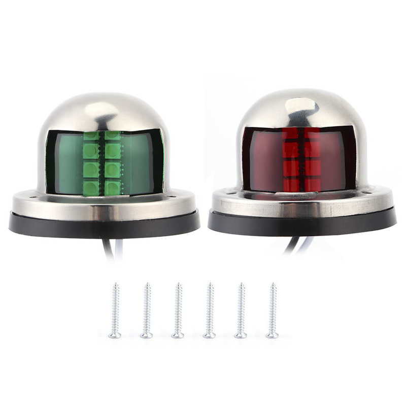 2pcs 12V Red Green LED Navigation Lights Stainless... – Grandado