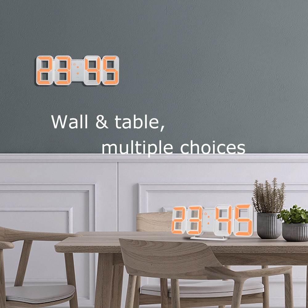 Digital Wall Clock 3D LED Large Time Calendar Temp... – Grandado