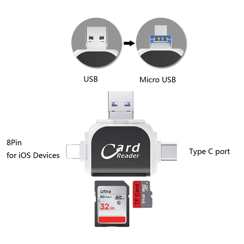 4in1 SD TF Card Reader Micro USB Type C TF SDHC Mi... – Vicedeal