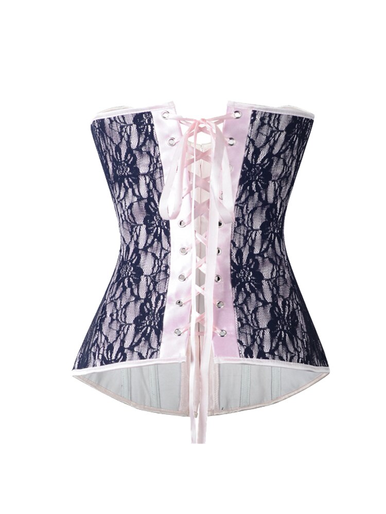Pink Women Bustier Lace Corset Lace Up Gothic Ling... – Grandado