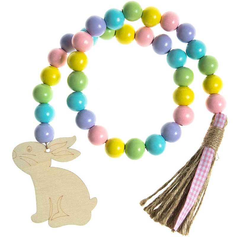 Pasen Hout Bead Garland Boerderij Rustieke Lente K... – Vicedeal