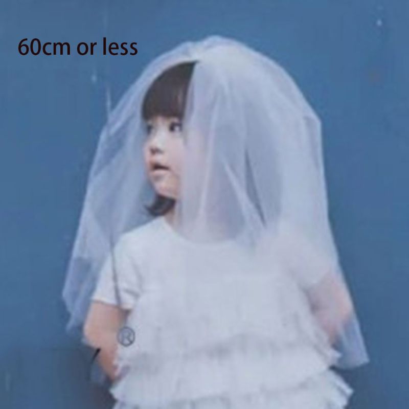 Two-Layer Kids Flower Girl Wedding Veils Solid Col... – Vicedeal