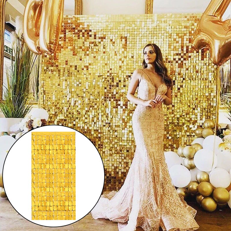 2M Metallic Foil Fringe Shimmer Backdrop Wedding P... – Grandado