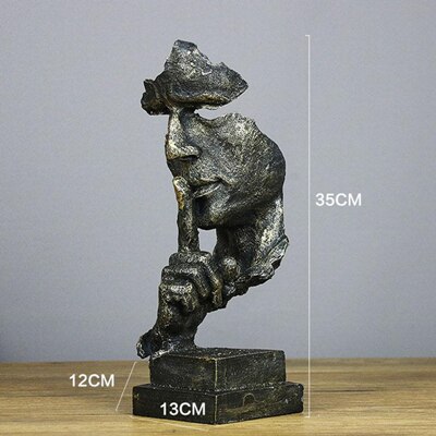 Home Decor Man Head Keep-silence Figure Man Sculpt... – Grandado