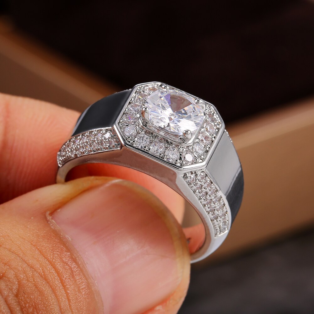 Huitan Luxury Male Wedding Ceremony Rings Cubic Zi... – Grandado