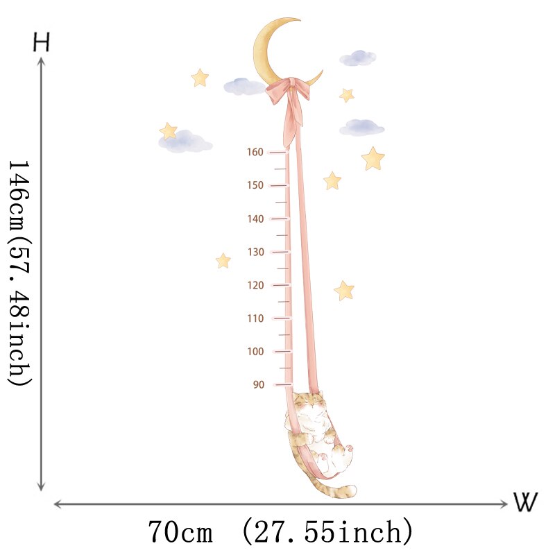 Cartoon Animal Cat Height Measure Wall Stickers Ki... – Grandado