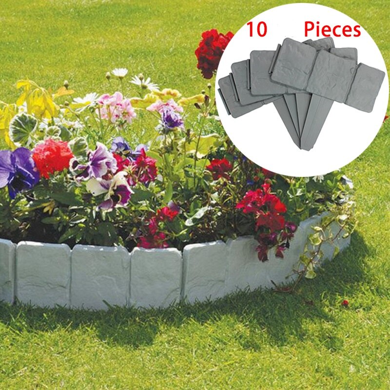 10Pcs Grey Garden Fence Edging Cobbled Stone Effec... – Grandado