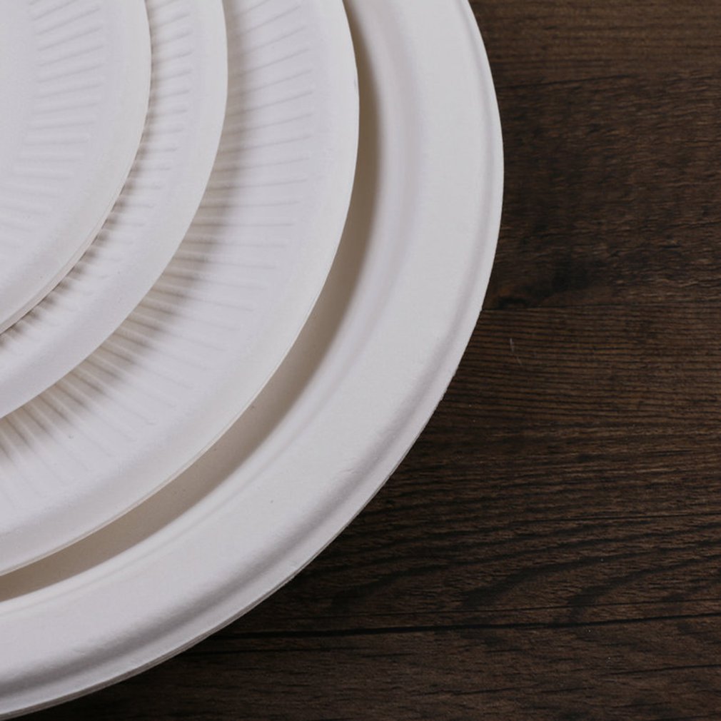 7 inch Disposable sugarcane pulp round Paper plate... – Grandado