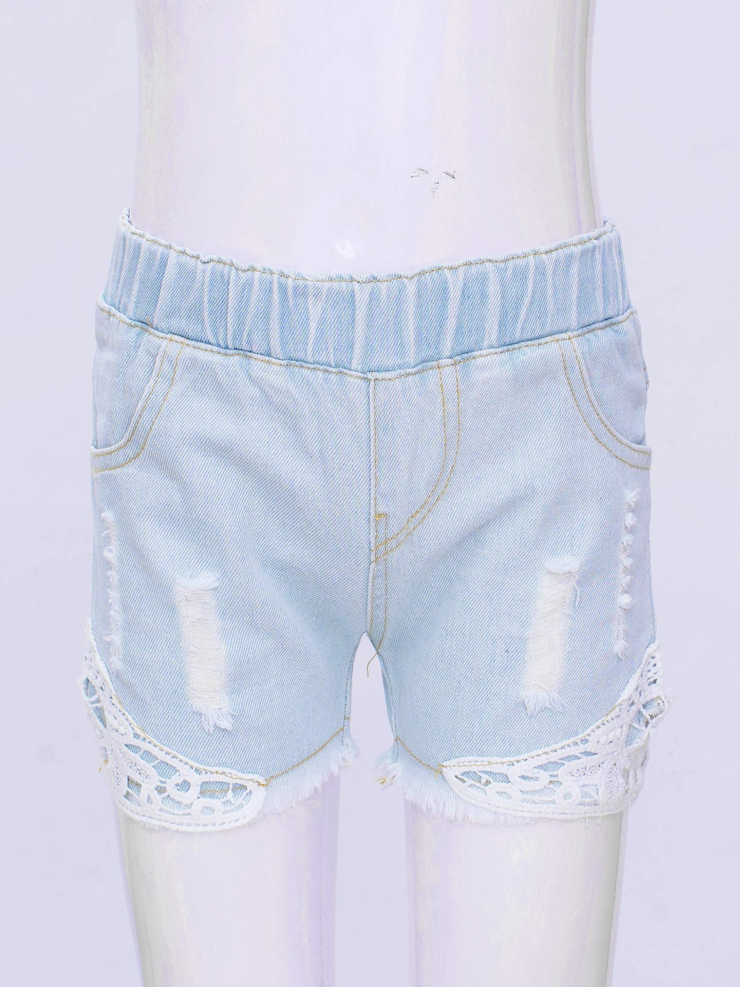Girls Ripped Denim Shorts Teenage Girl Summer Lace... – Vicedeal