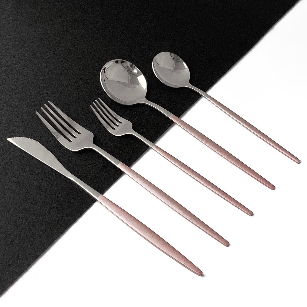 4set Rose Gold Flatware Set Mirror Dinnerware Cutl... – Grandado
