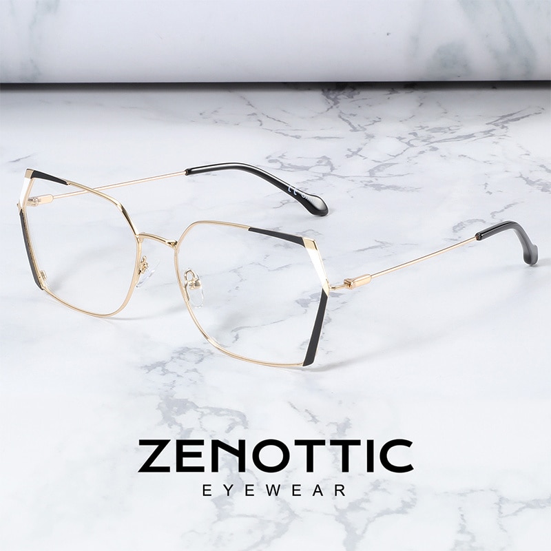 Zenottic Polygon Glasses Frame Women Men Vintage C Grandado