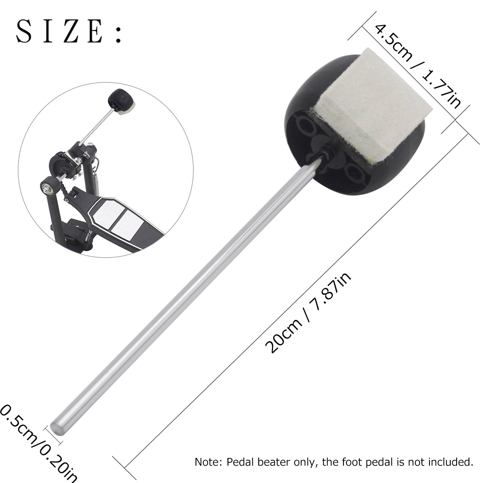 Universal Bass Drum Pedal Beater with High Density... – Vicedeal