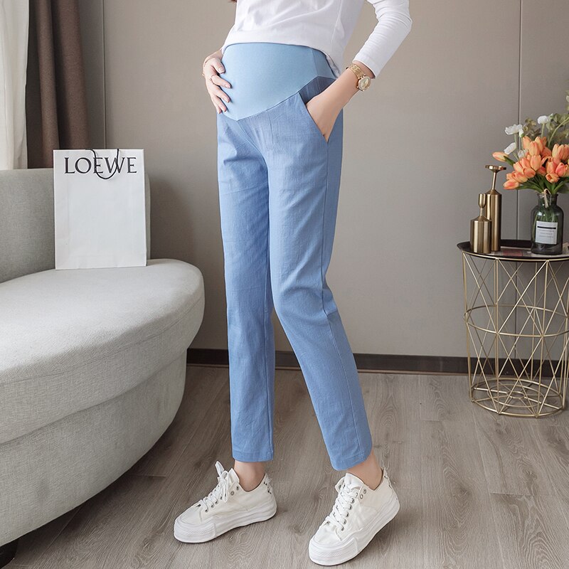 1809# Spring Thin Cotton Linen Maternity Pants Cas... – Vicedeal