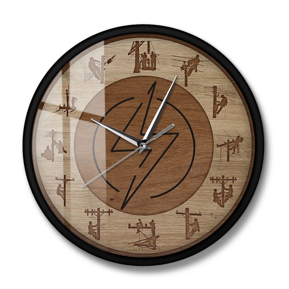 Lineman Wood Texture Acrylic Printed Wall Clock Po... – Grandado