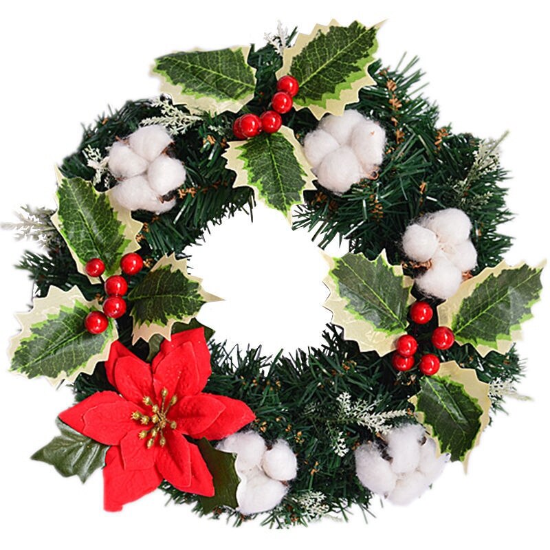 12 inch Country Christmas Wreath with Cotton, Red ... – Vicedeal
