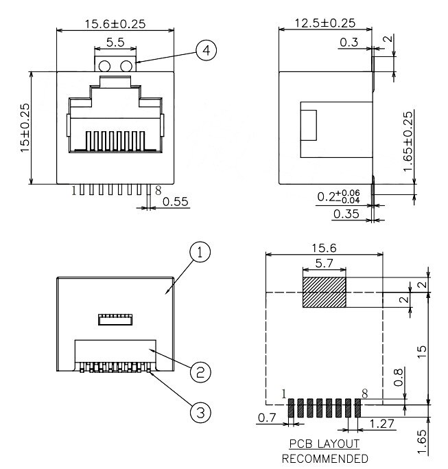 Conector RJ45 de película, conector RJ45 vertical,... – Grandado
