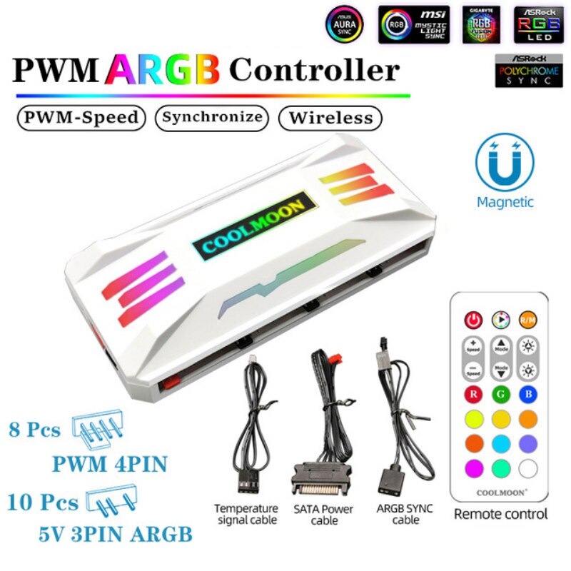 Newest COOLMOON ARGB Controller 4Pin PWM 5V 3Pin A... – Vicedeal