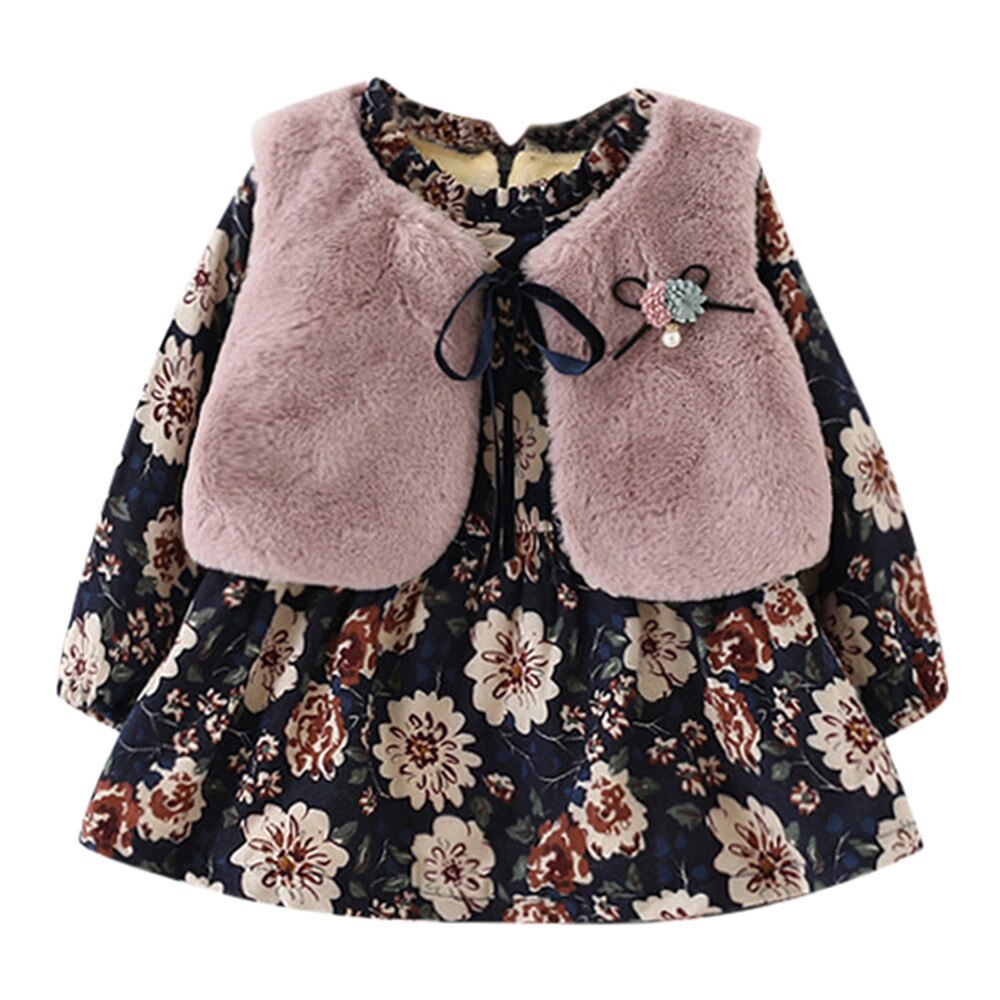 girls autumn dress cute flower print soft dresses ... – Grandado