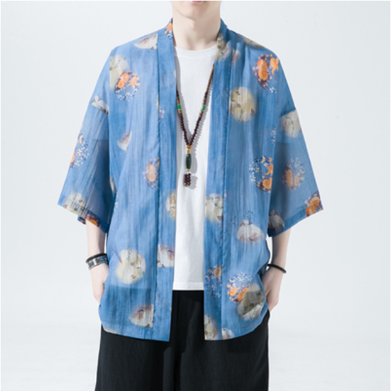 Cloud Print Loose Japanese Streetwear Cardigan 202... – Grandado