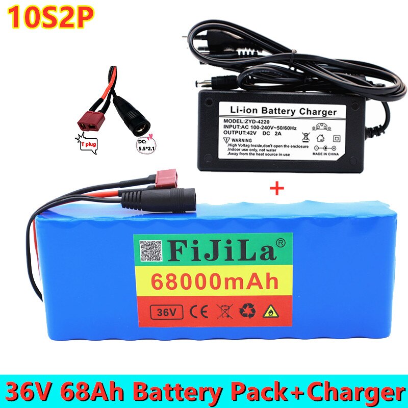 36V 68Ah10S2P 18650 Rechargeable battery pack 6800... – Vicedeal