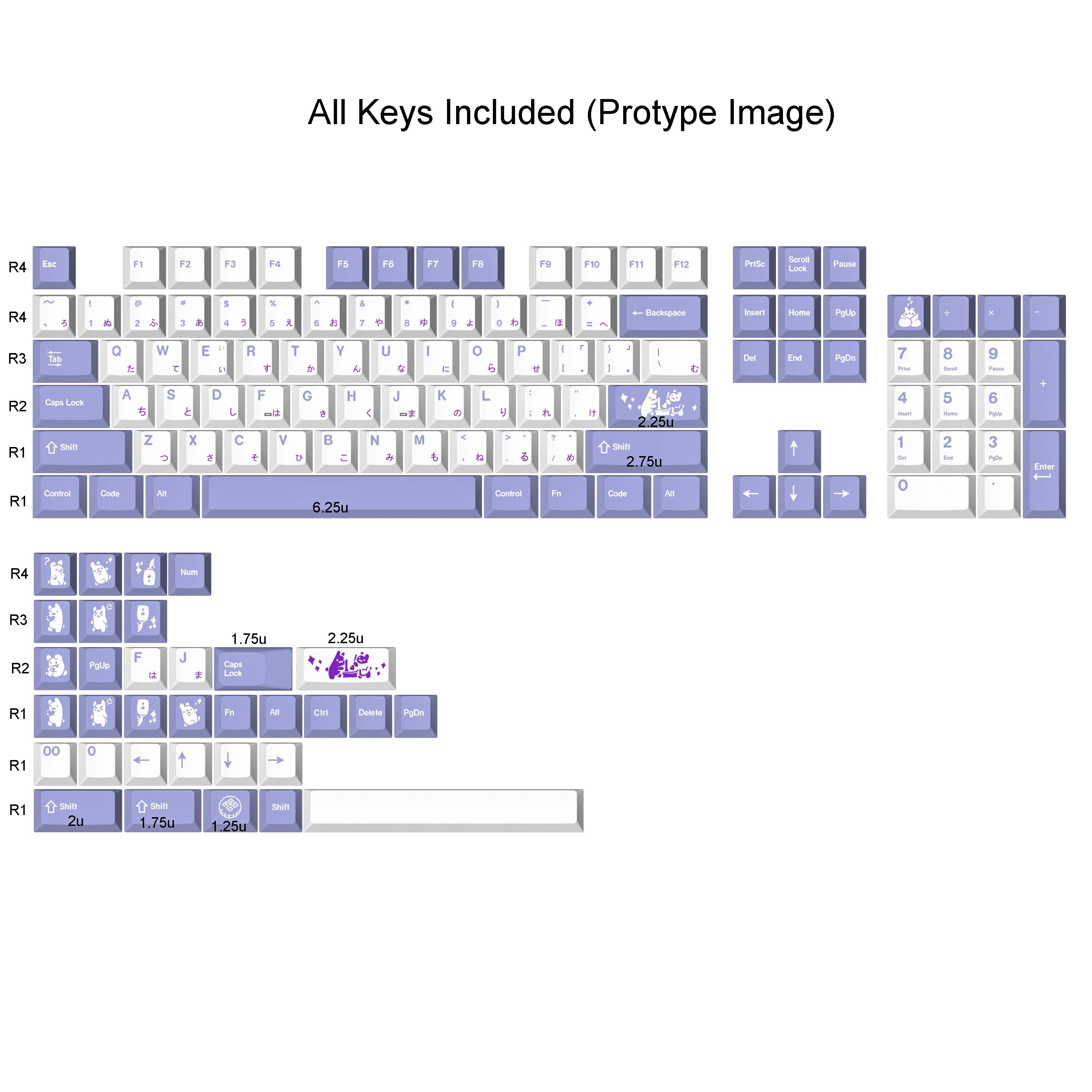137 Rabbits Dye Sub Keycaps Purple White Thick PBT... – Vicedeal