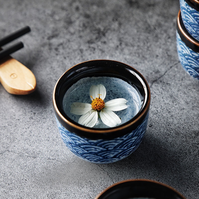 ANTOWALL Japanese Sea Wave Cups Ceramic Teacup Wat... – Vicedeal